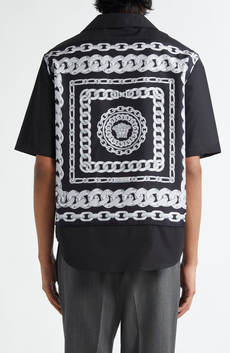 Versace Medusa Chains Cotton Poplin & Silk Camp Shirt | Nordstrom