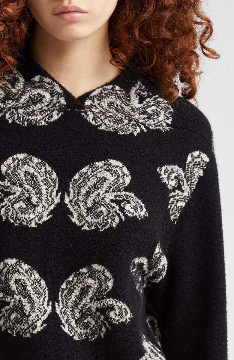 Puppets and Puppets Lena Paisley Jacquard V-Neck Wool Blend Sweater ...