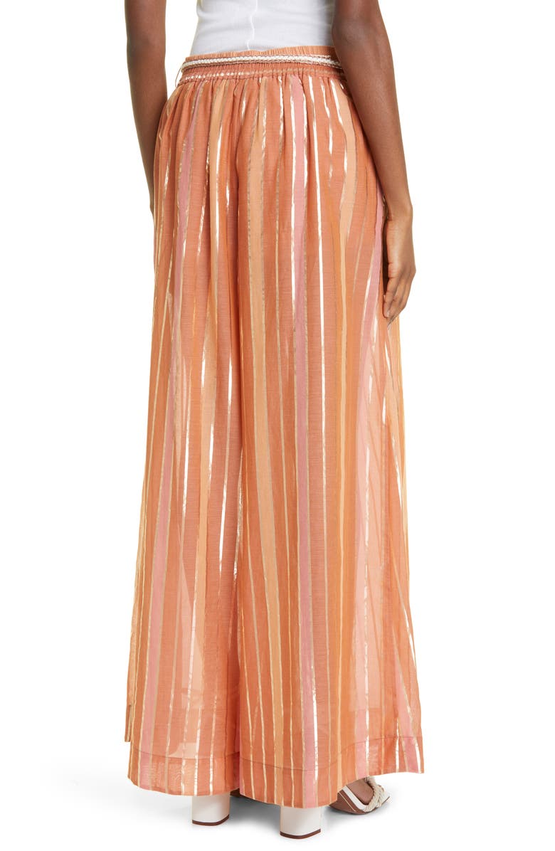 Zimmermann Devi Metallic Stripe Wide Leg Cover-Up Pants | Nordstromrack