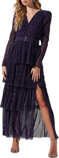 ASTR the Label Danielle Metallic Plissé Dress | Nordstromrack