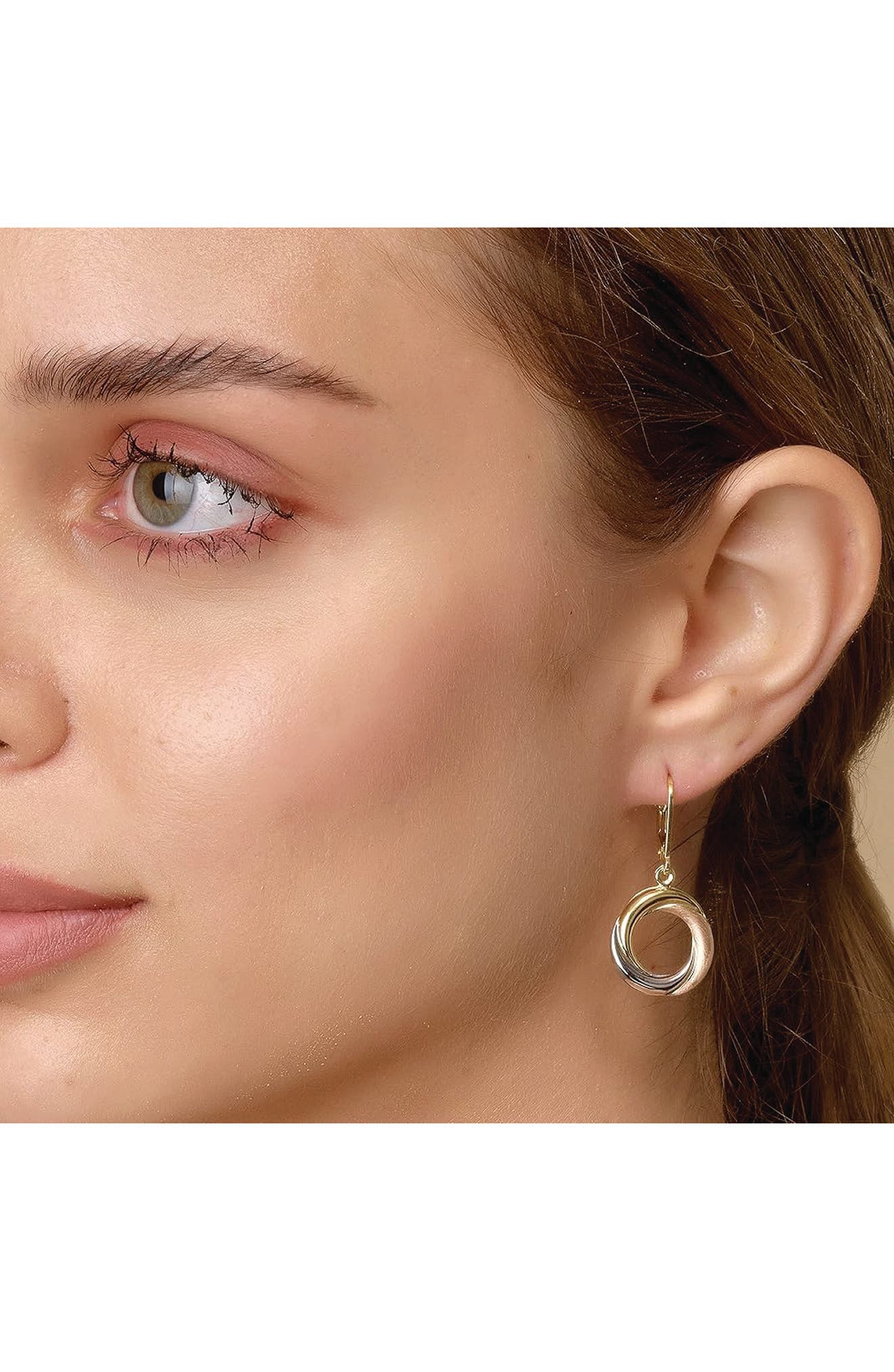 BEST SILVER Tri-Tone 14K Gold Circle Drop Earrings | Nordstromrack