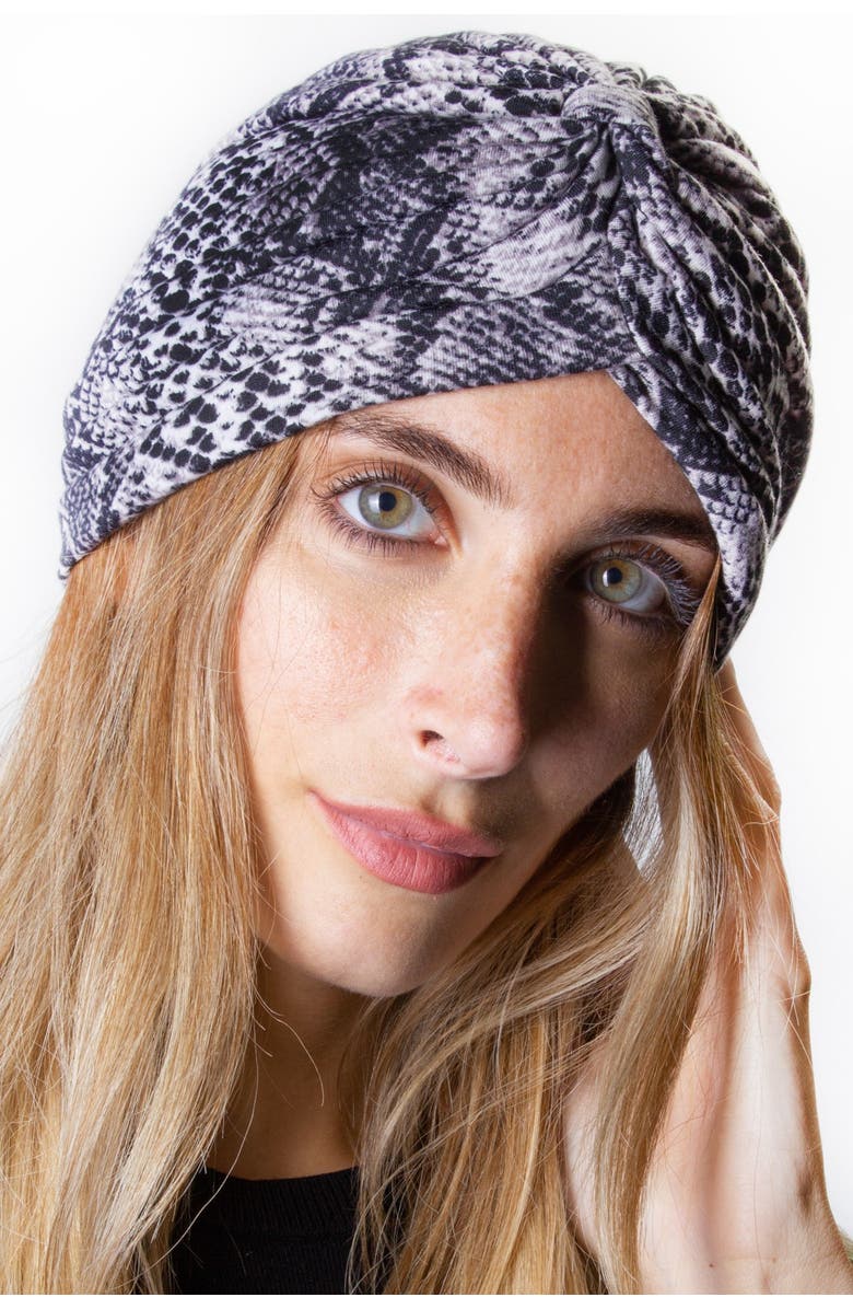 JUST JAMIE Snake Skin Print Turban | Nordstromrack