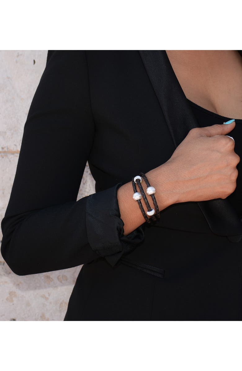 Liza Schwartz Sterling Silver Plated Freshwater Pearl Braided Leather ...