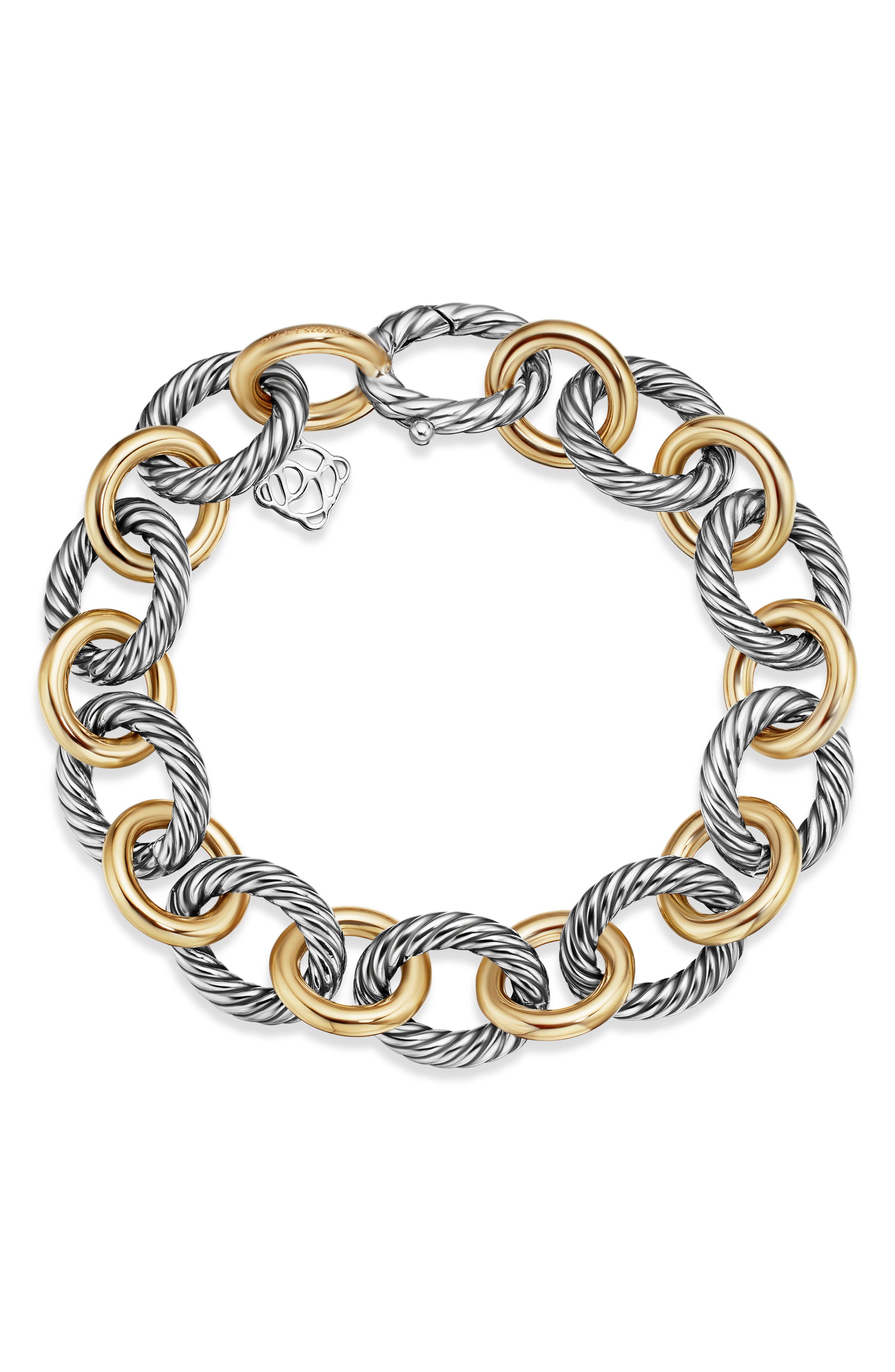 David Yurman Oval Link Chain Bracelet in Sterling Silver with 18K Gold ...