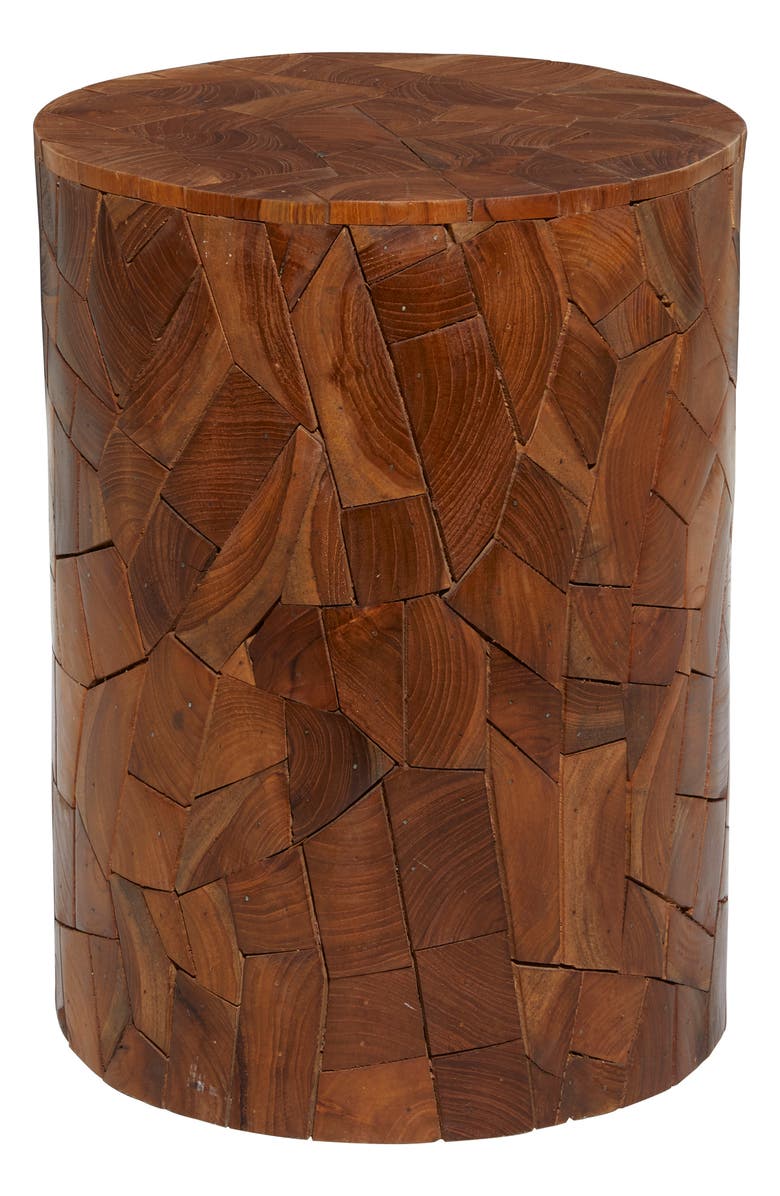GINGER BIRCH STUDIO Brown Teakwood Contemporary Accent Table with ...
