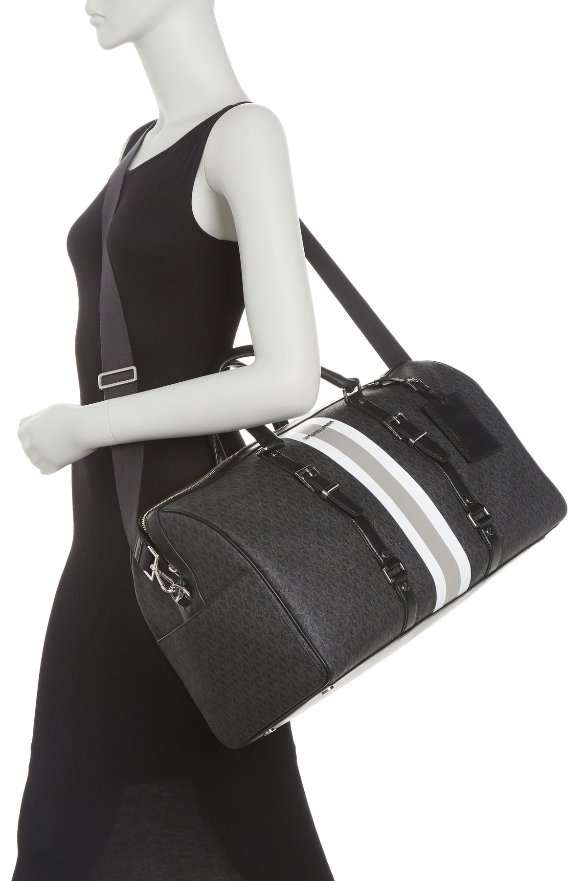 MICHAEL Michael Kors Bedford Travel Extra-Large Logo Stripe Weekend Bag ...