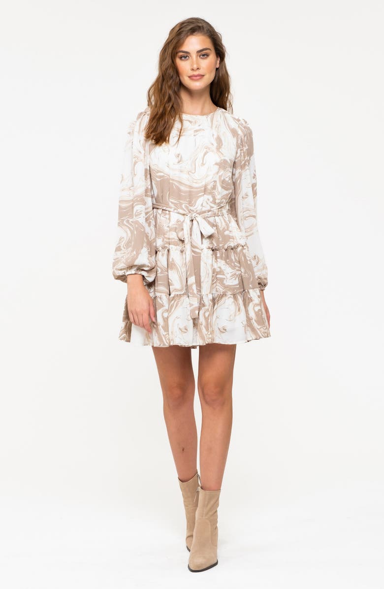 AUGUST SKY Marble Long Sleeve Minidress | Nordstromrack