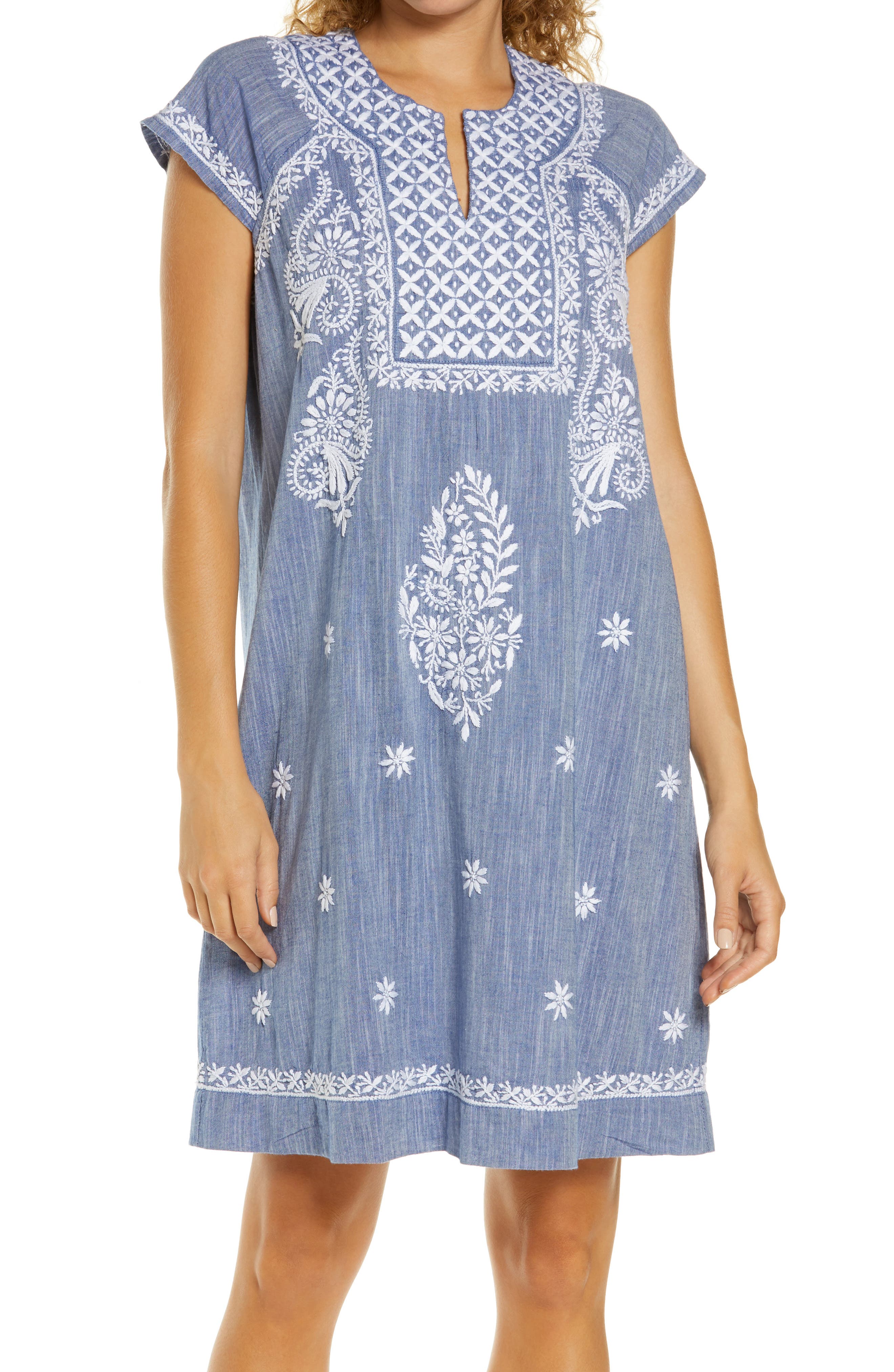 Roller Rabbit Faith Embroidered Chambray Cover-Up Dress | Nordstrom