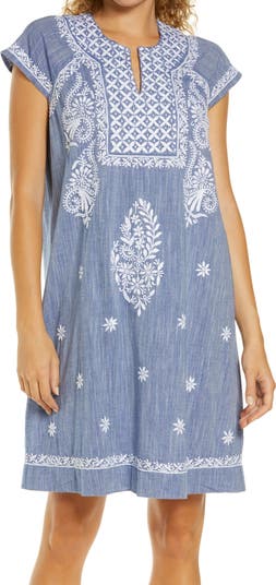 Roller Rabbit Faith Embroidered Chambray Cover-Up Dress | Nordstrom
