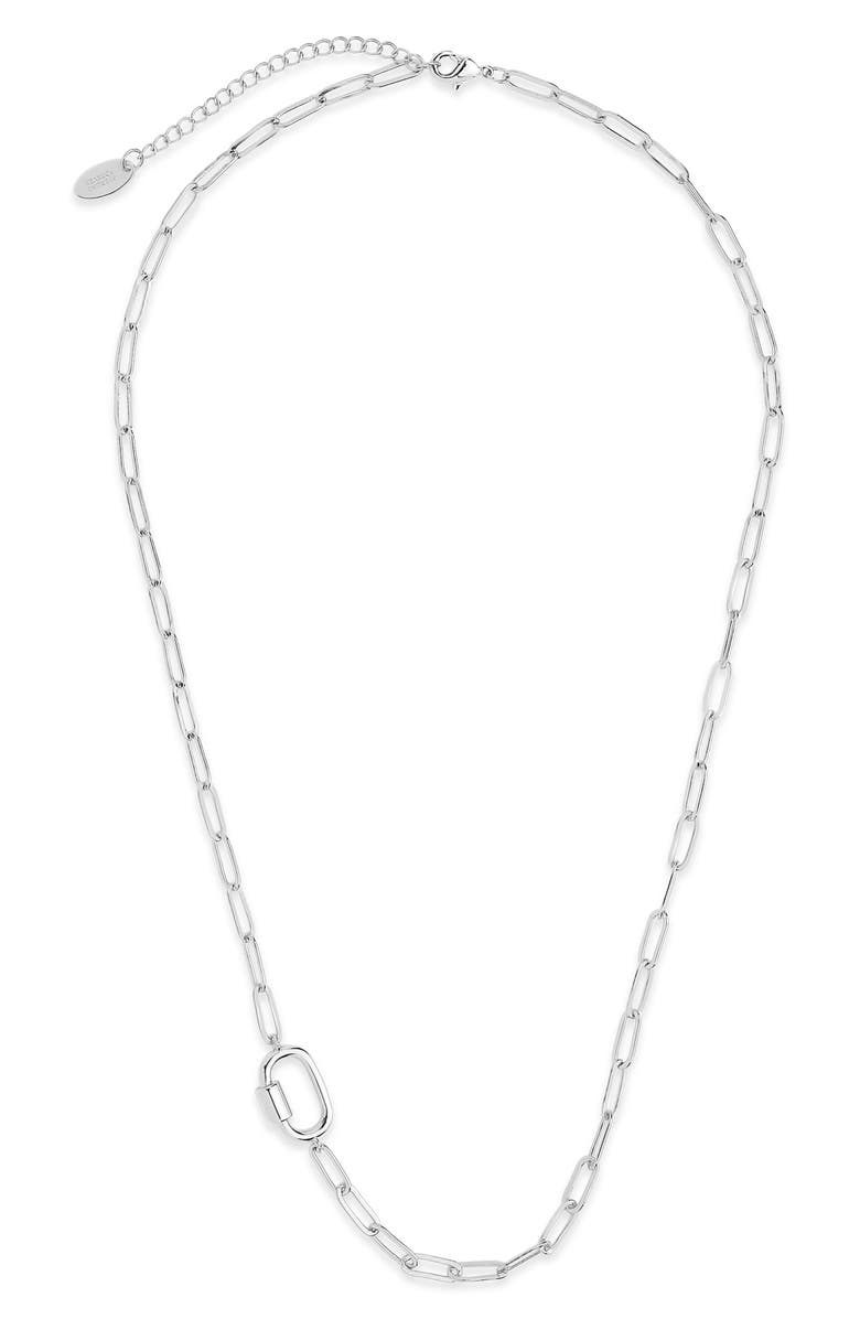 Sterling Forever Polished Carabiner Station Paper Clip Chain Necklace ...