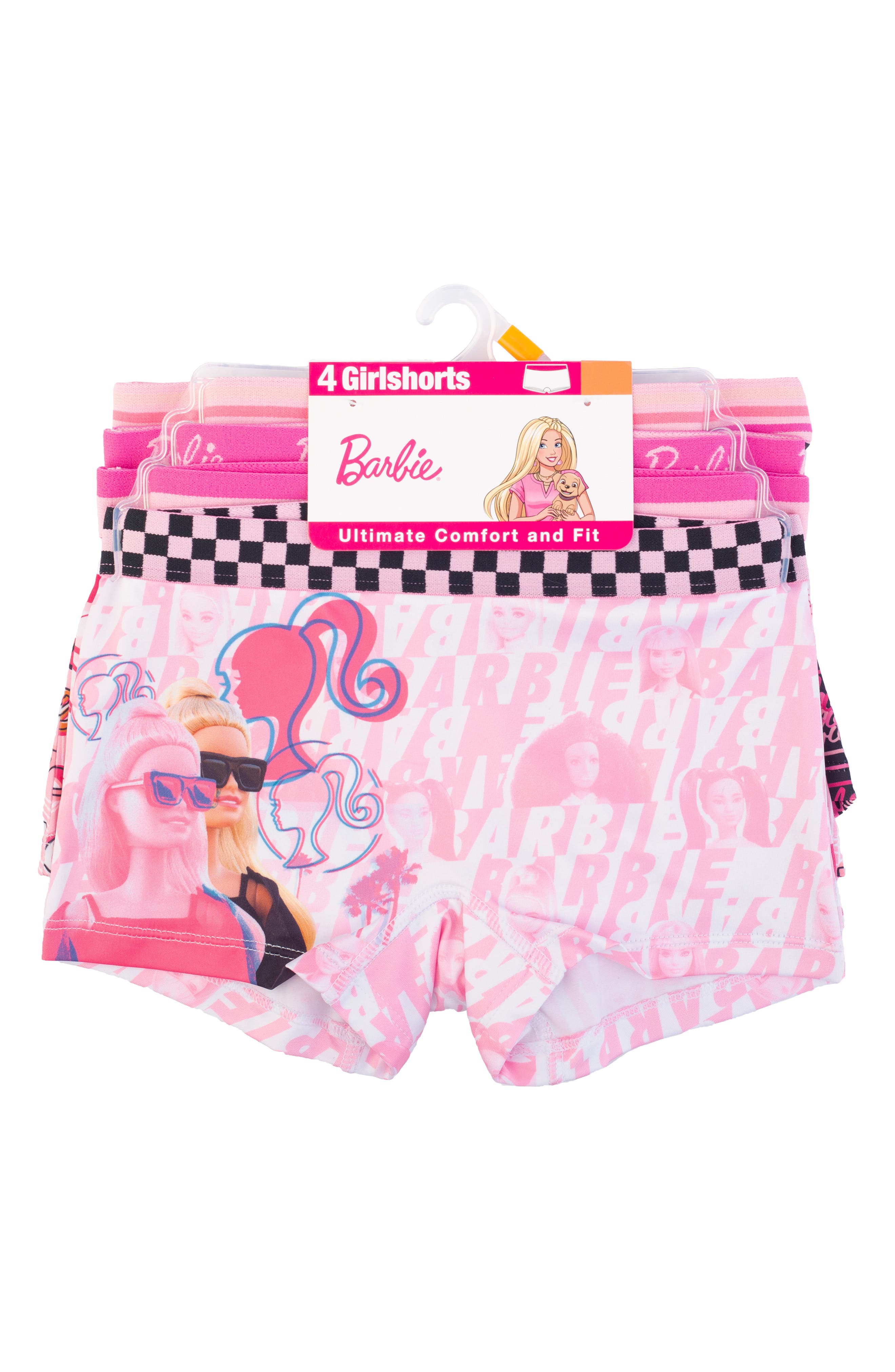 HANDCRAFT Kids' Barbie® 4-Pack Assorted Cotton Boxer Briefs | Nordstromrack