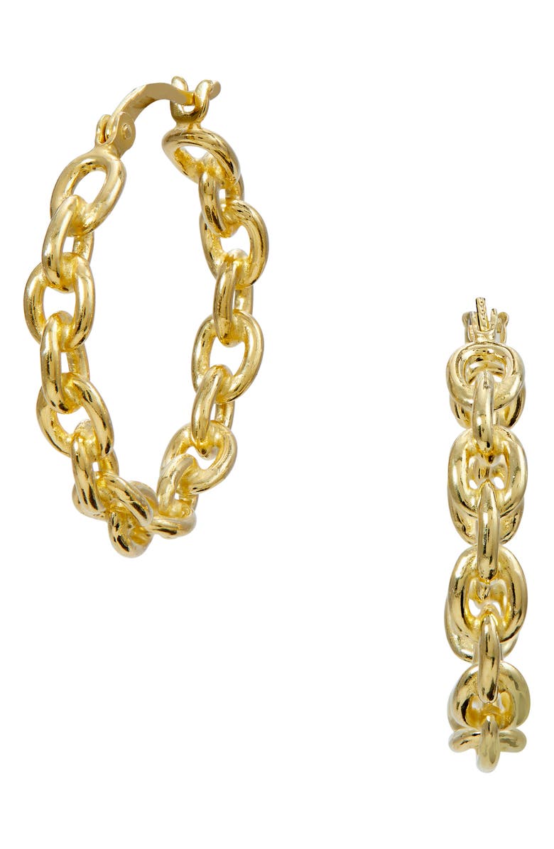 SAVVY CIE JEWELS Mariner 18K Gold Plated Sterling Silver Chain Hoop ...