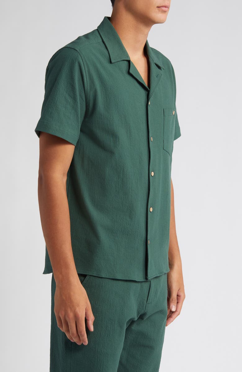 Percival Textured Solid Short Sleeve Cotton Button-Up Shirt | Nordstromrack