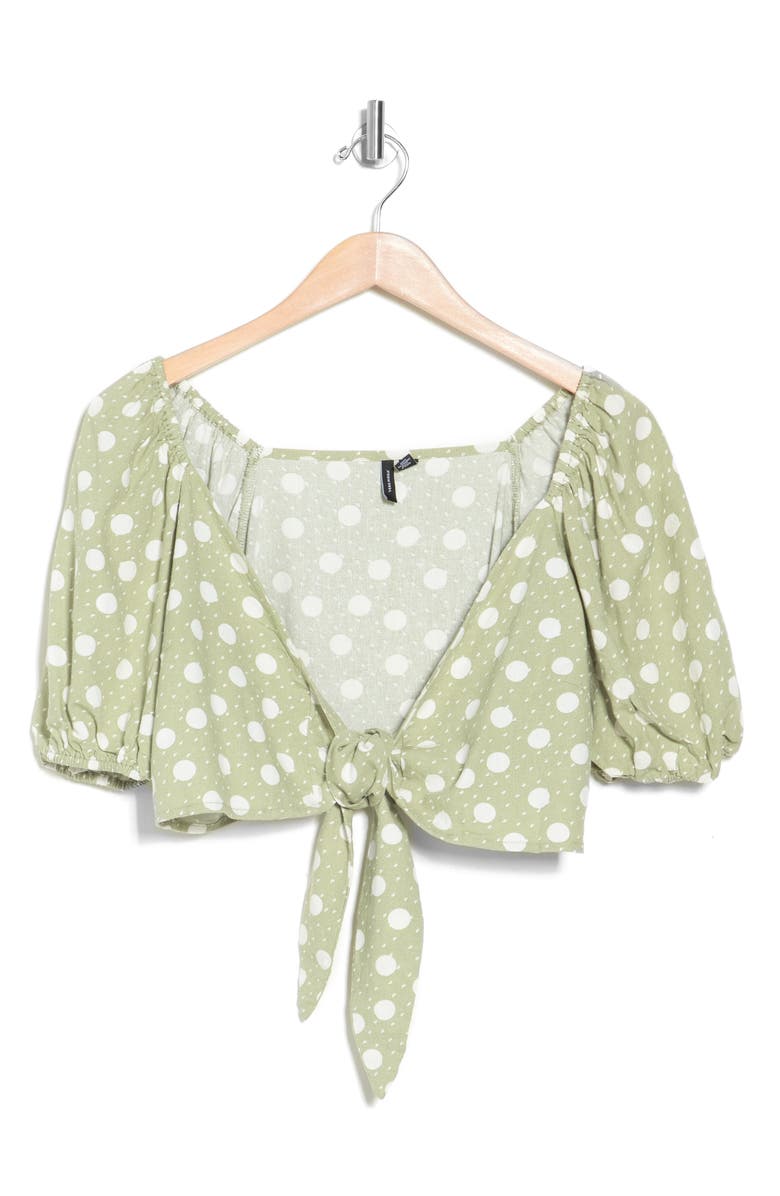 VERO MODA Tie Front Puff Sleeve Crop Top | Nordstromrack