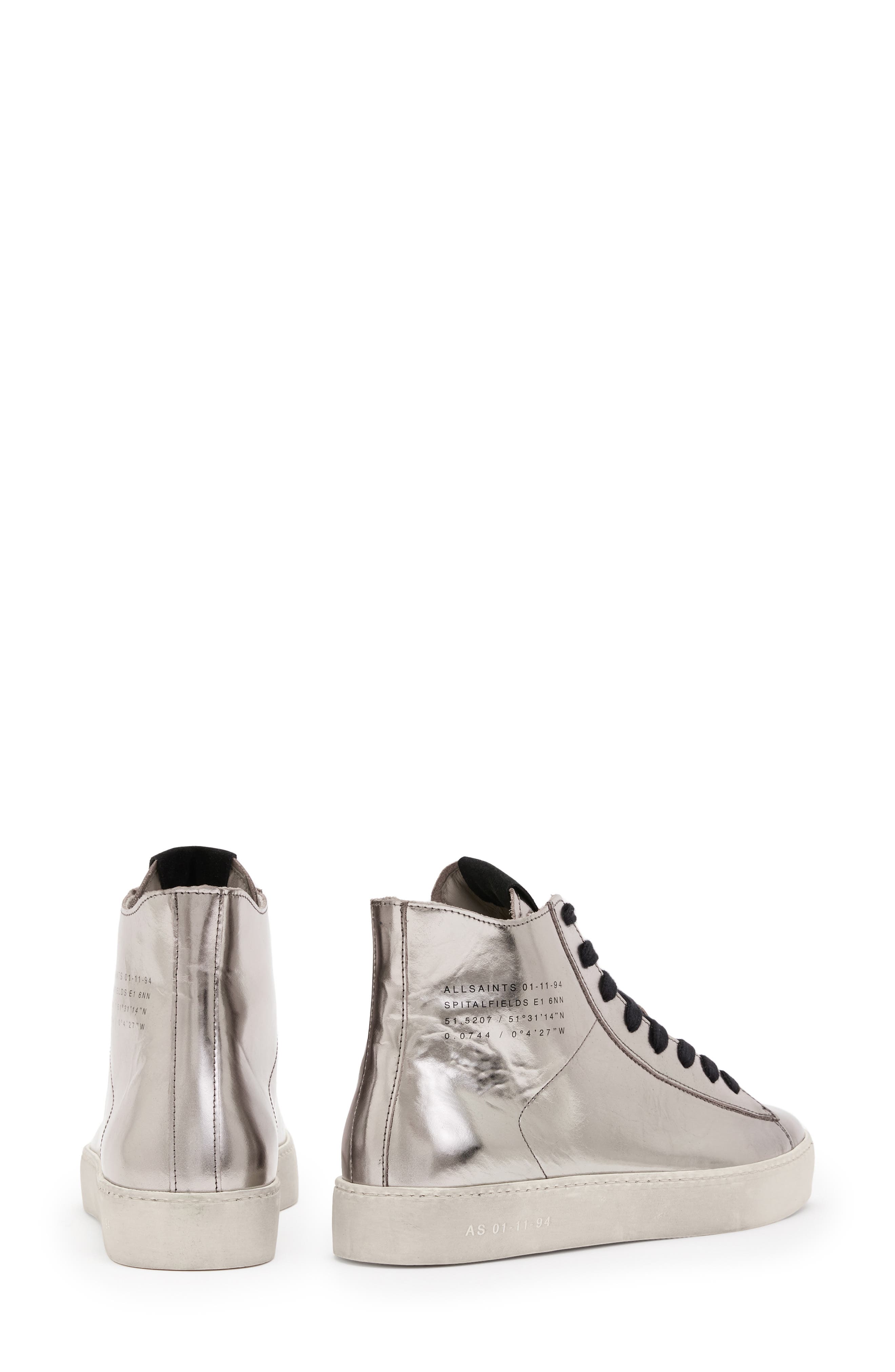 AllSaints Tana Metallic Leather High Top Sneaker (Women) | Nordstrom