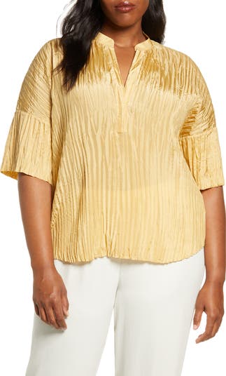 Vince Crushed Silk Short Sleeve Top | Nordstromrack