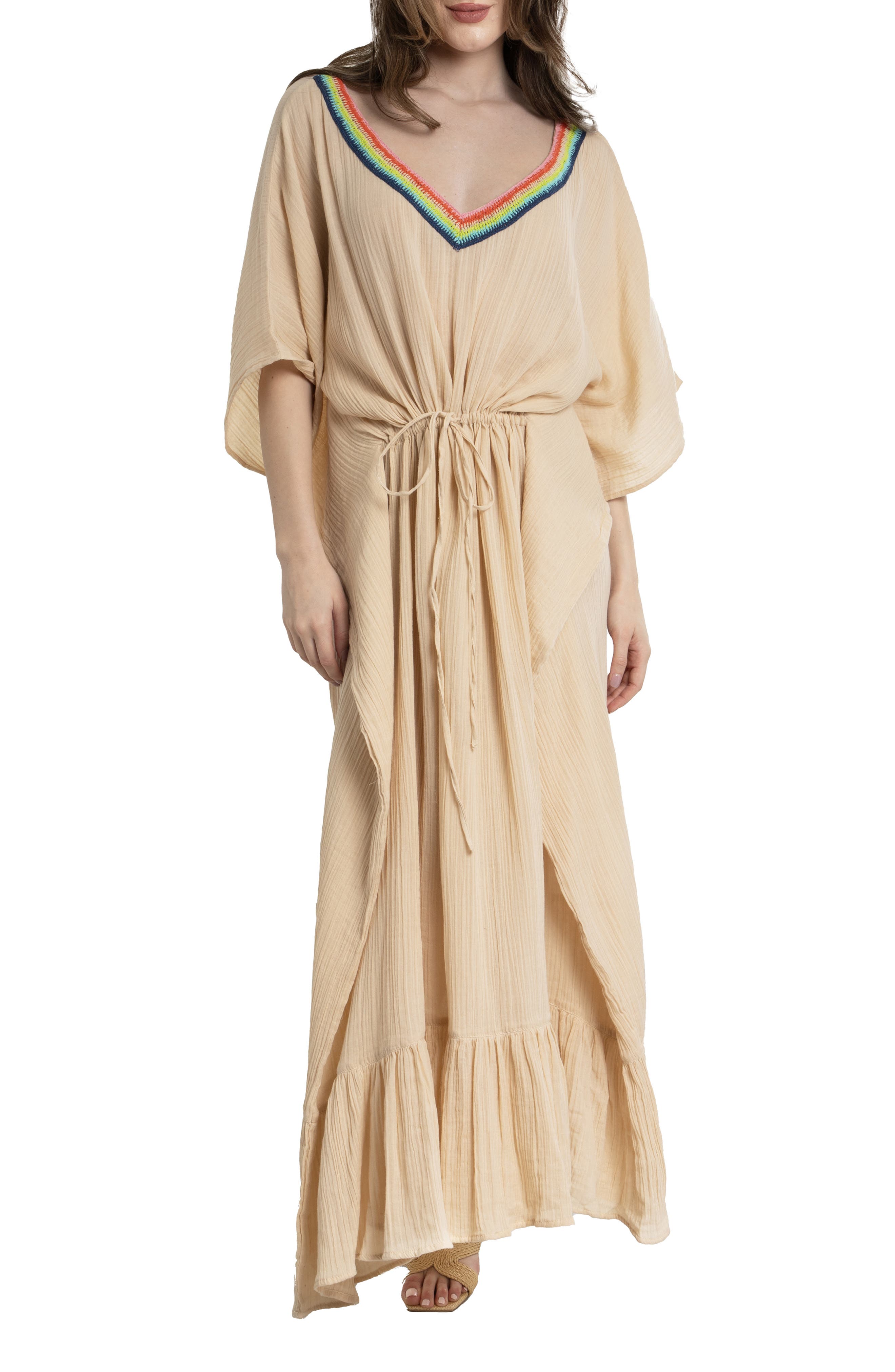 Colorful Crochet V-Neck Cover-Up Kaftan (Women) | Nordstromrack