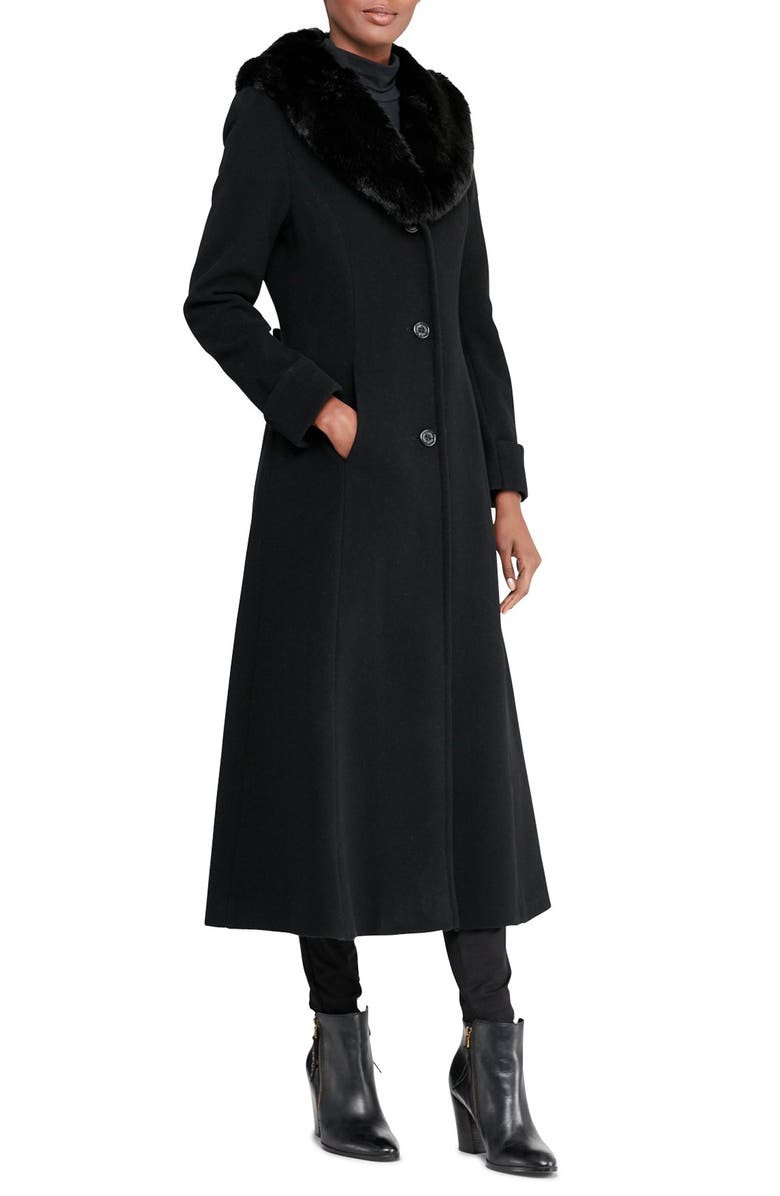 Lauren Ralph Lauren Faux Fur Collar Wool Blend Coat | Nordstromrack