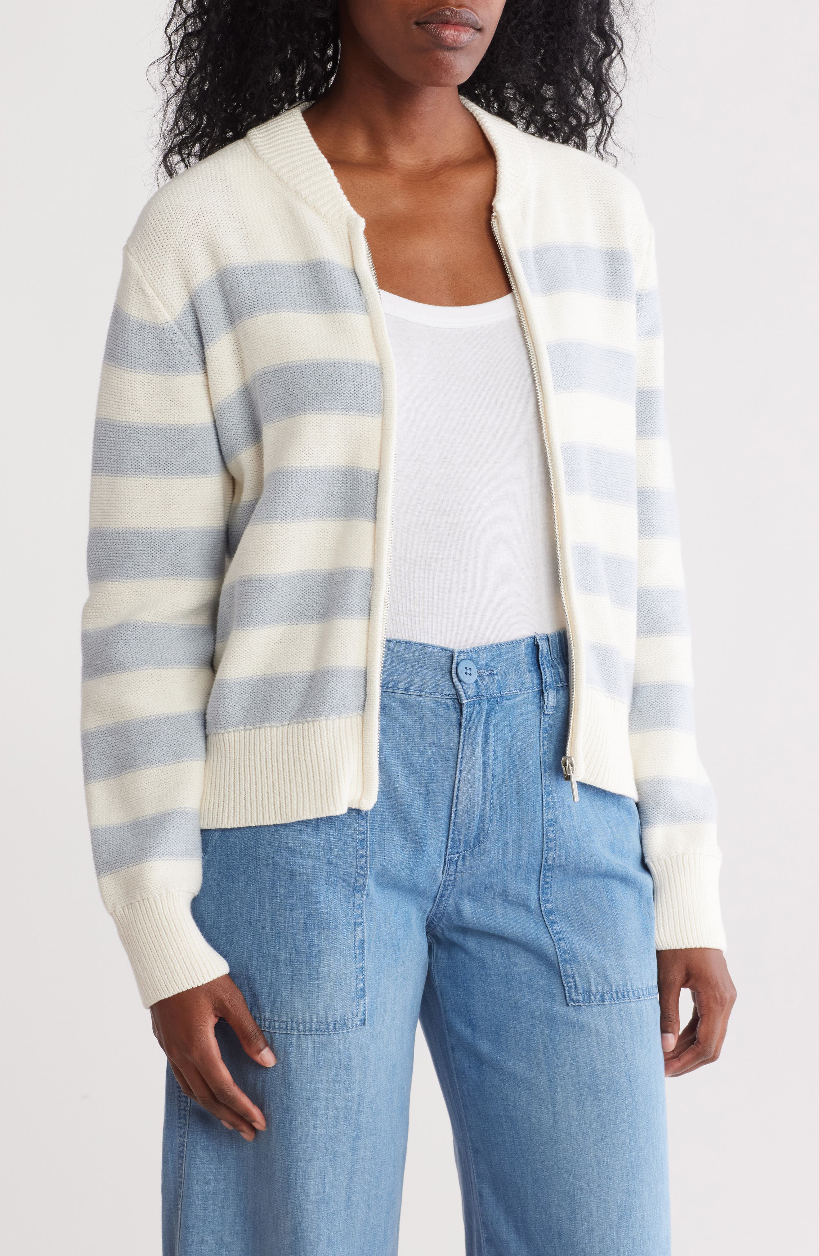 Sanctuary Stripe Knit Bomber Jacket | Nordstromrack