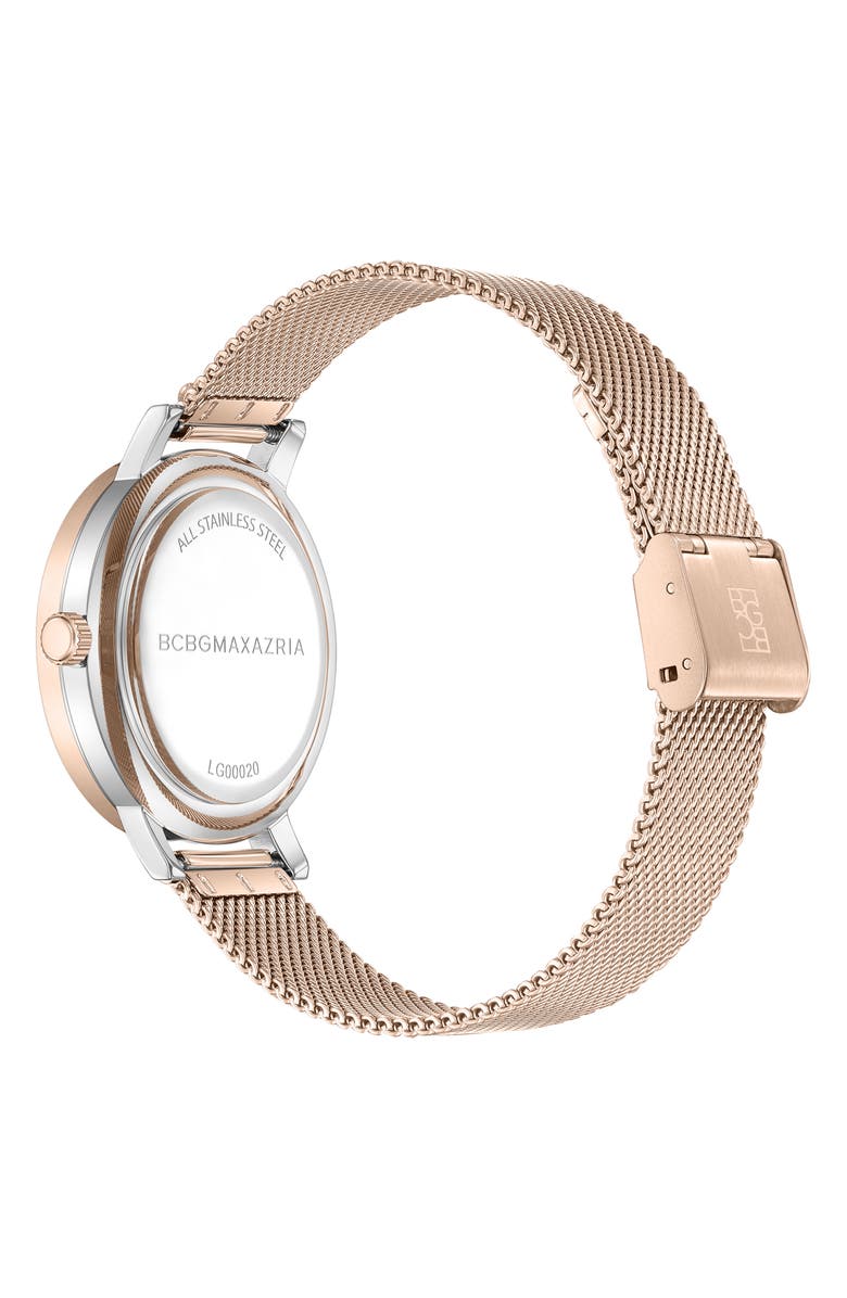 BCBG Max Azria 3D Flower Quartz Mesh Strap Watch, 38mm | Nordstromrack