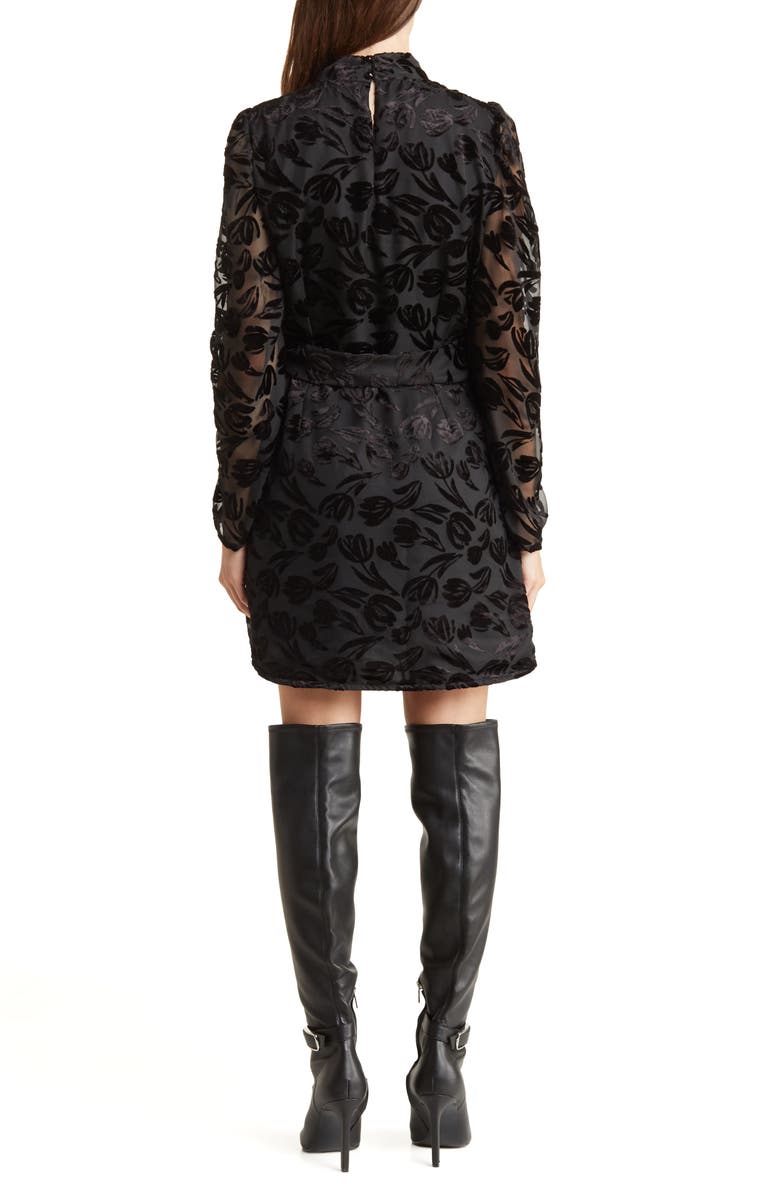 NSR Mock Neck Velvet Burnout Mini Dress, Alternate, color,