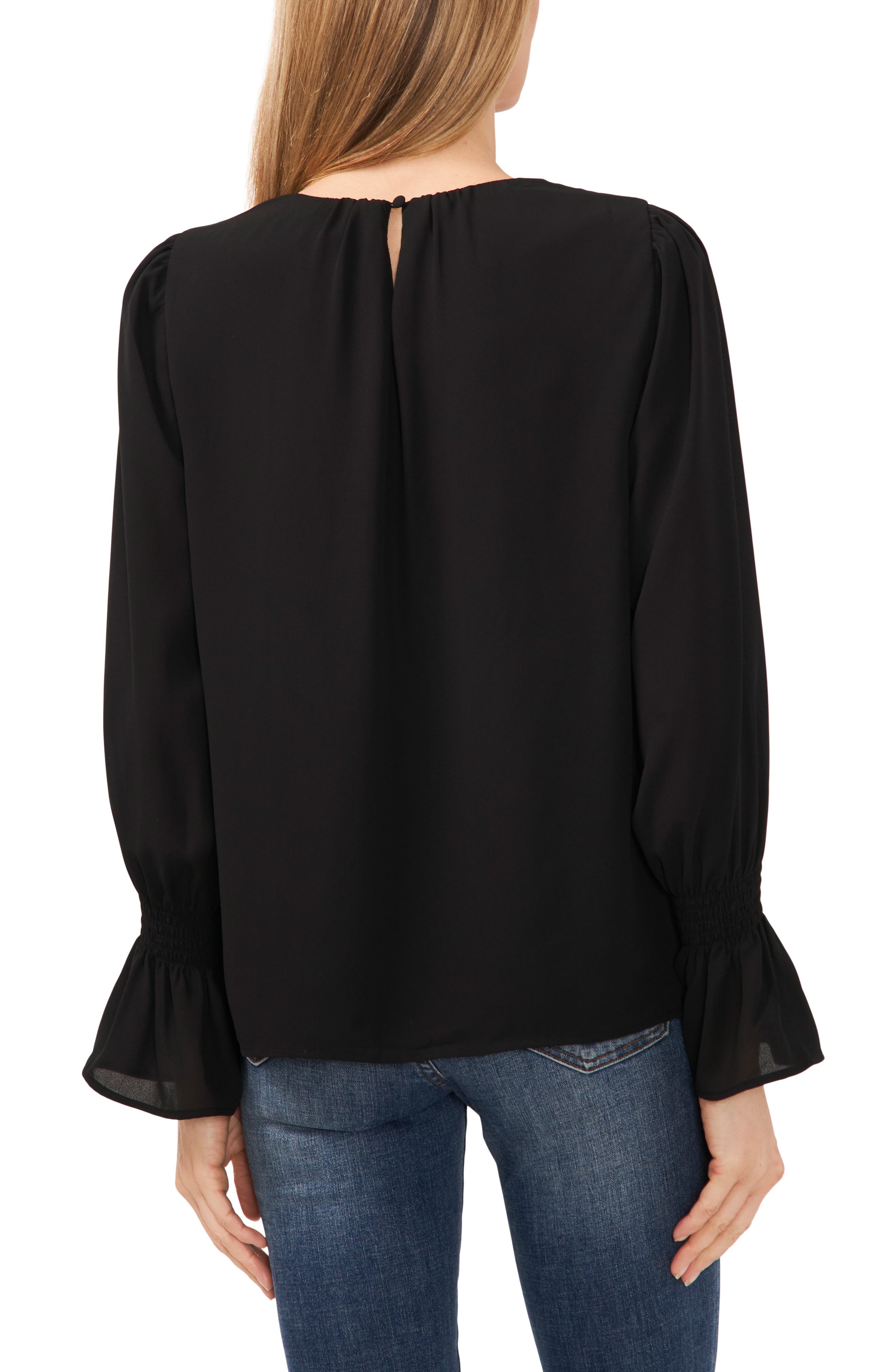 CeCe Long Sleeve Ruffle Cuff Crepe Top | Nordstromrack
