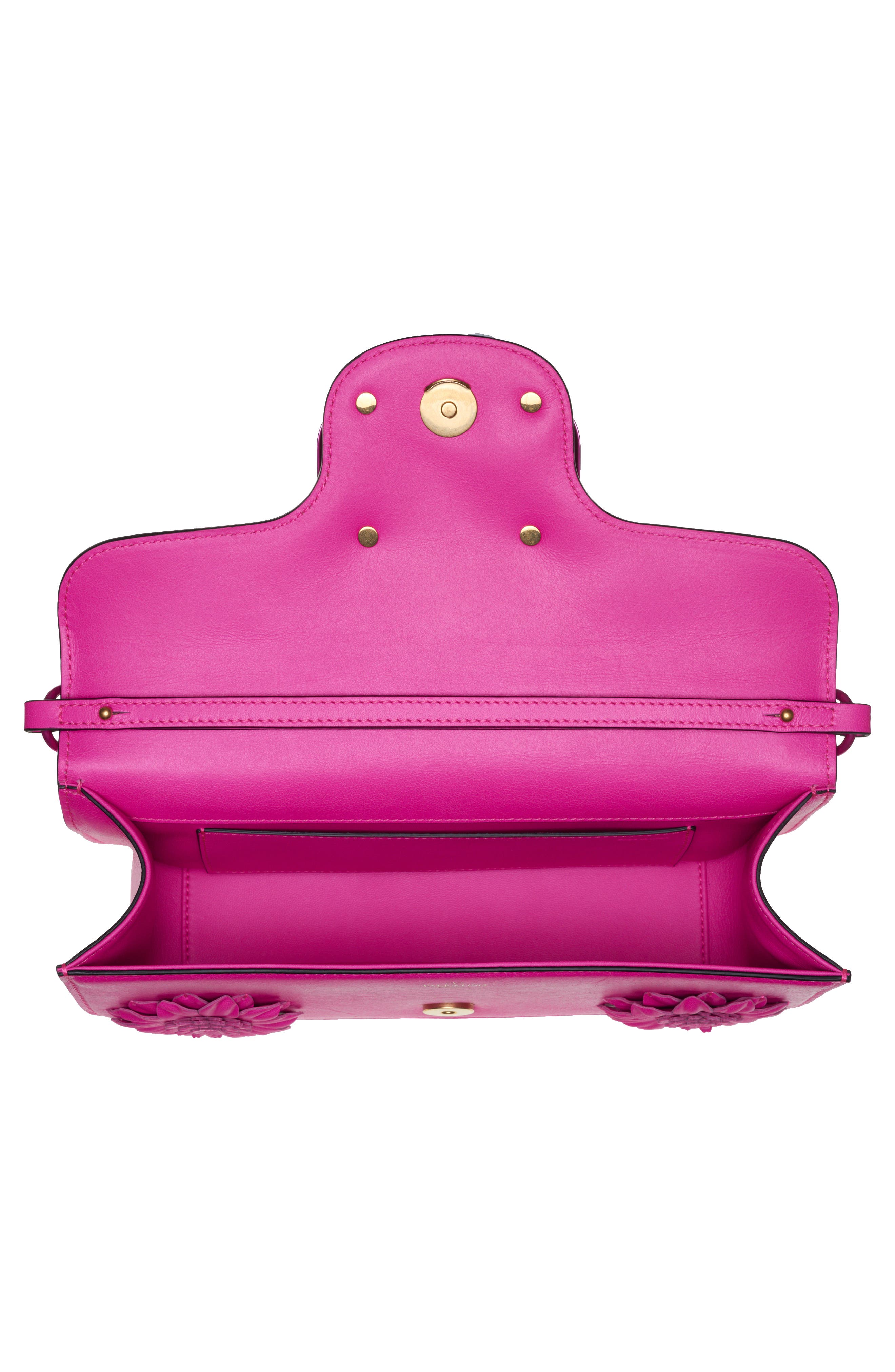 Valentino Garavani Locò Pink PP Floral Appliqué Leather Shoulder Bag ...