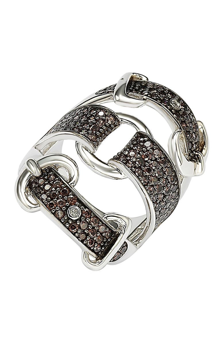 SUZY LEVIAN Sterling Silver Brown CZ Triple Buckle Ring | Nordstromrack