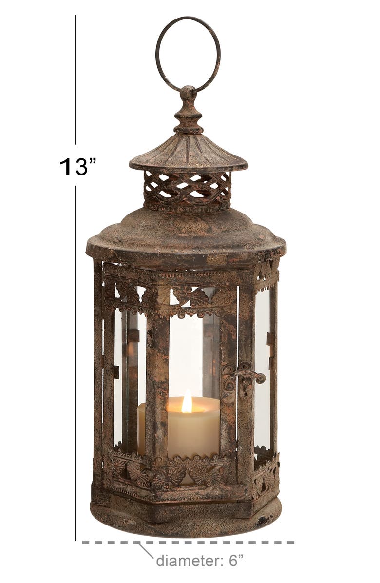 SONOMA SAGE HOME Brown Metal Candle Lantern with Intricate Scroll Work ...