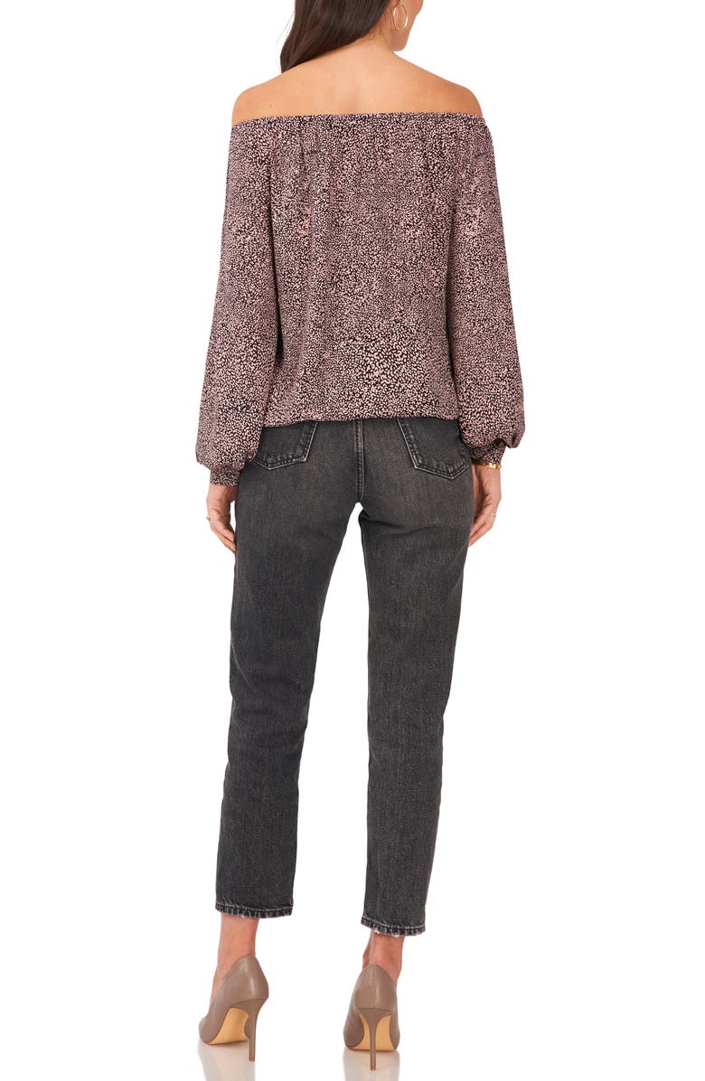Vince Camuto Animal Print Off the Shoulder Tie Hem Blouse | Nordstromrack