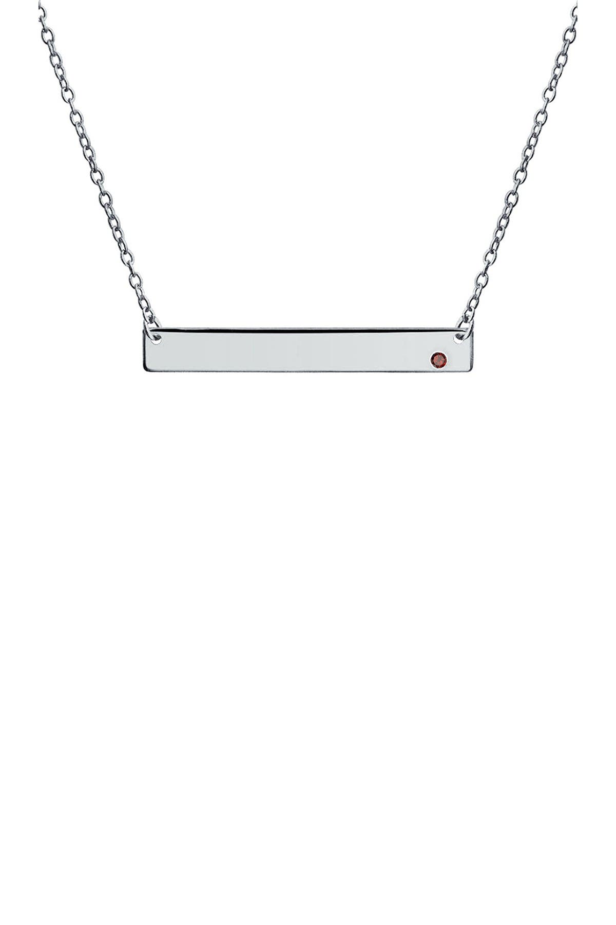 BLING JEWELRY Sterling Silver Dark Red Crystal Bar Pendant Necklace ...
