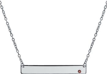 BLING JEWELRY Sterling Silver Dark Red Crystal Bar Pendant Necklace ...