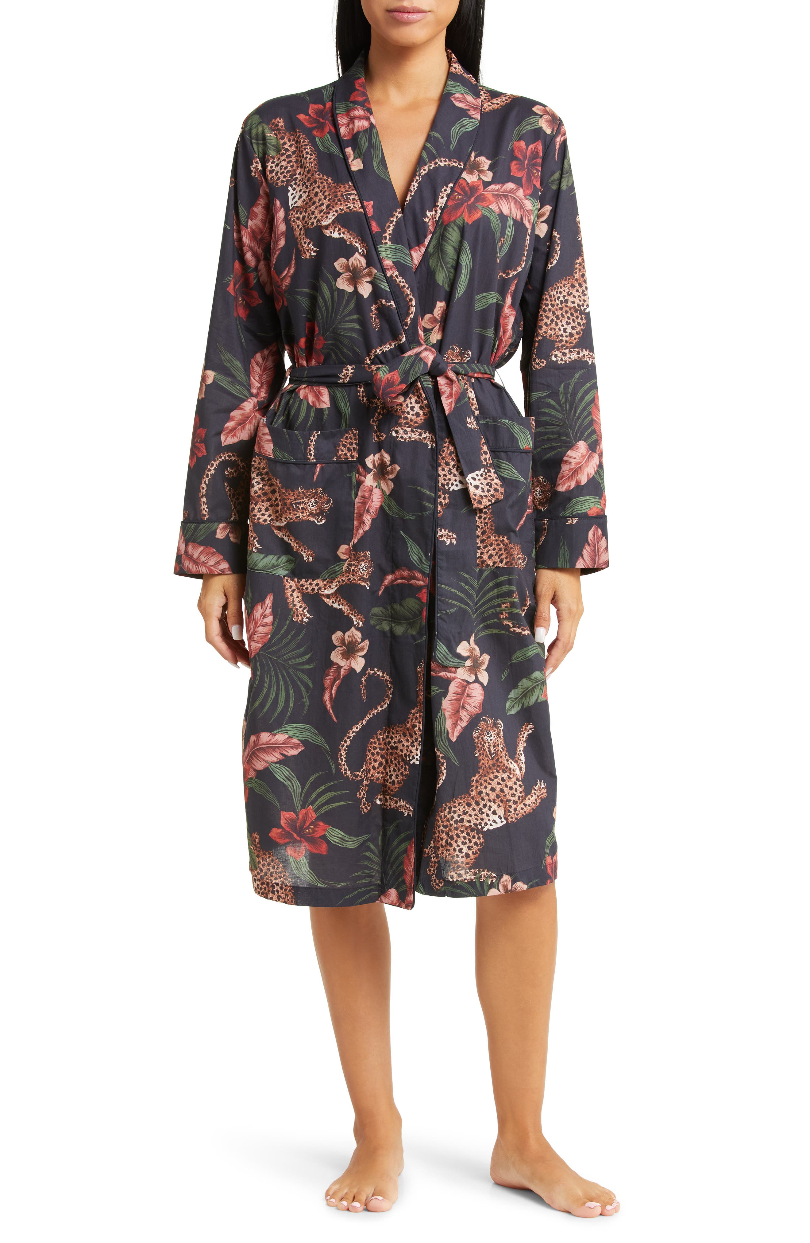 Desmond & Dempsey Floral Cotton Robe | Nordstromrack