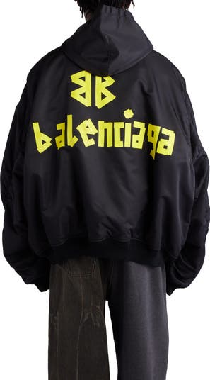 Balenciaga Tape Logo Oversize Hooded Bomber Jacket | Nordstrom Balenciaga Tape Logo Oversize Hooded Bomber Jacket | Nordstrom