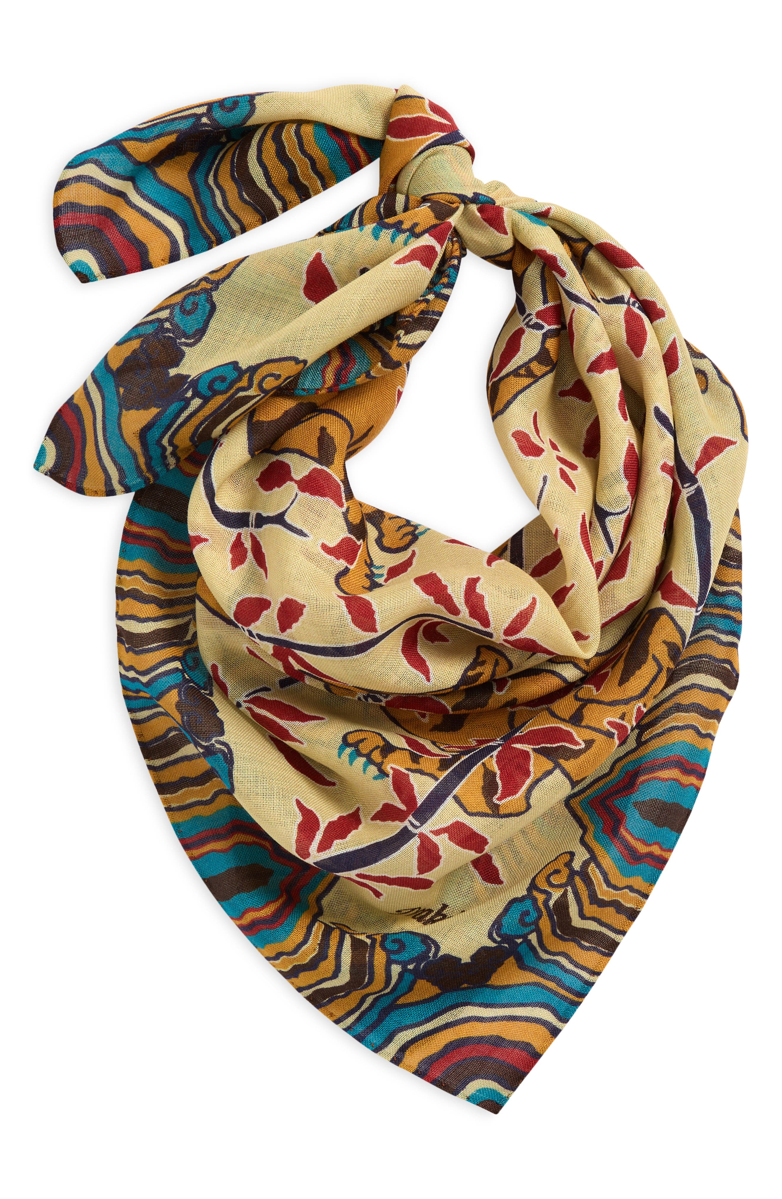 Drake's Tiger Print Wool & Silk Bandana | Nordstrom