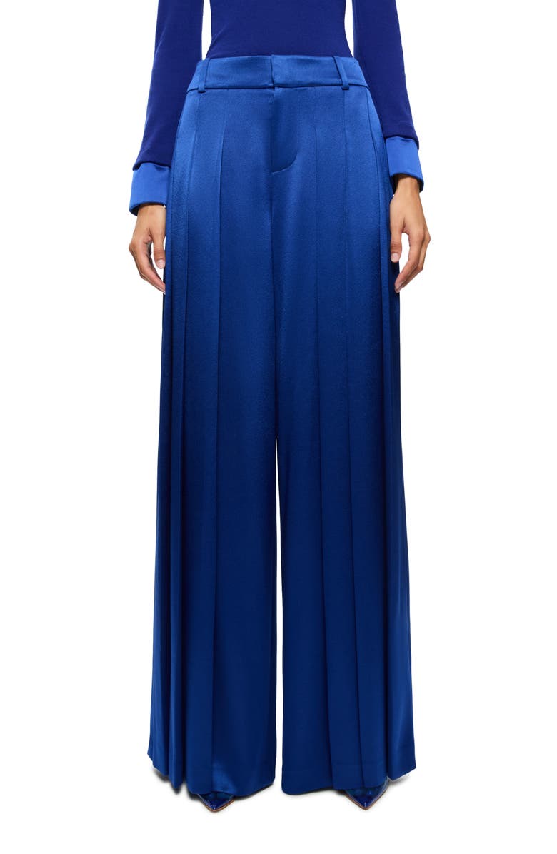 Alice + Olivia Simon Pleated Wide Leg Satin Pants | Nordstromrack