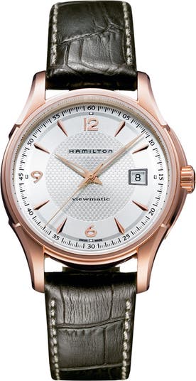 Hamilton Men's Jazzmaster Swiss Automatic Croc Embossed Leather Strap ...