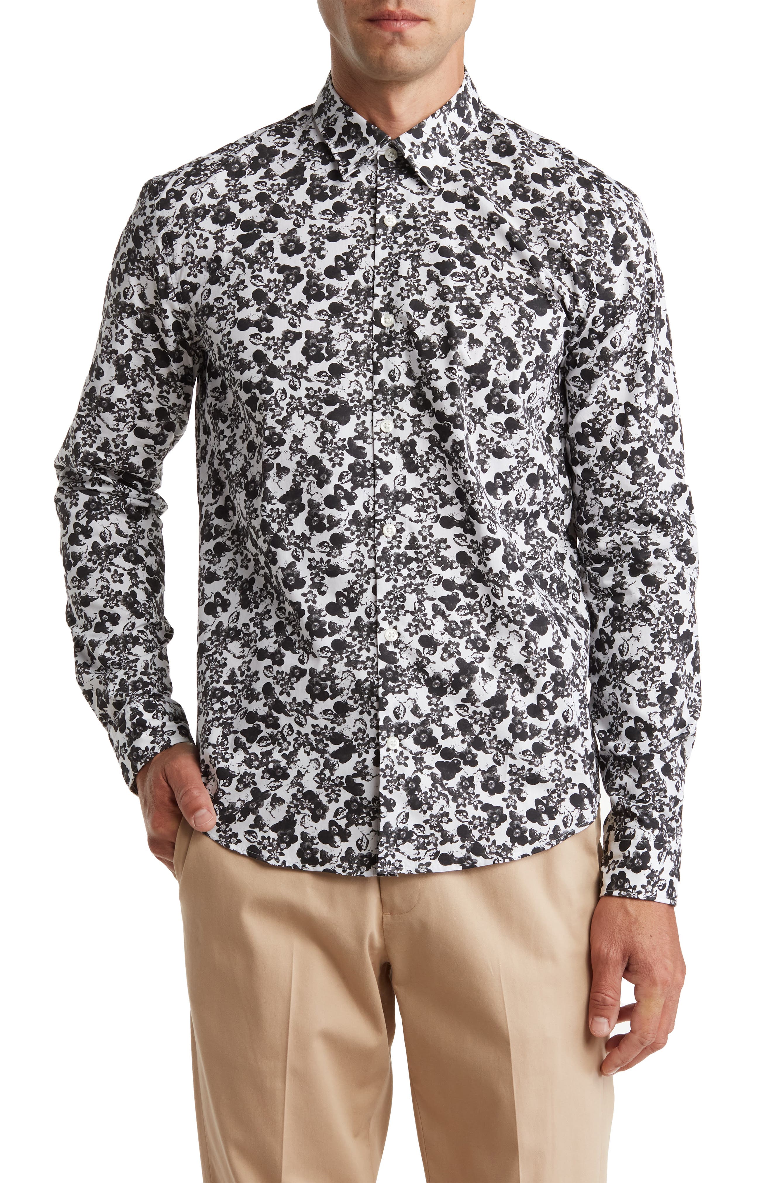 HUGO Ermo Long Sleeve Cotton Button-Up Shirt | Nordstromrack