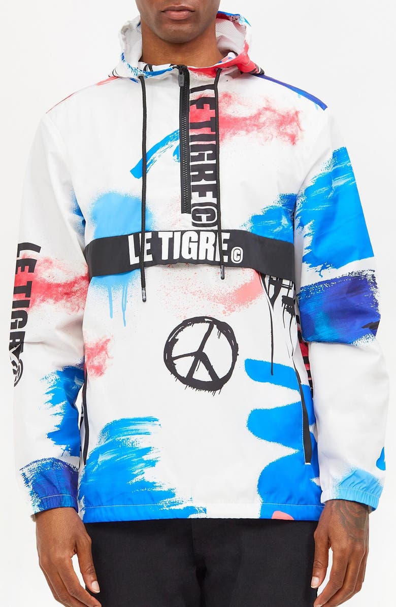 Le Tigre Stroke Graffiti Print Hooded Anorak Jacket | Nordstromrack