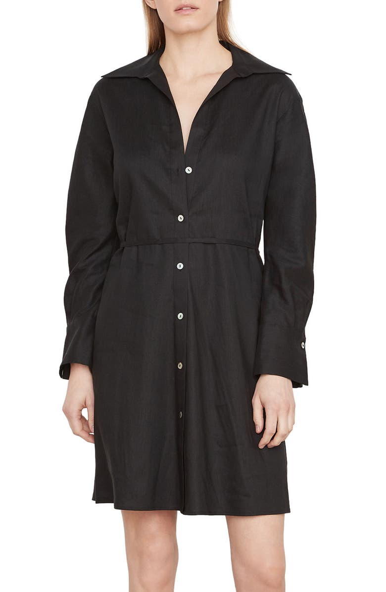 Vince Long Sleeve Stretch Linen Blend Shirtdress | Nordstromrack