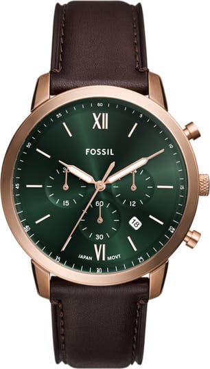 Fossil Neutra Chronograph Leather Strap Watch, 44mm | Nordstrom