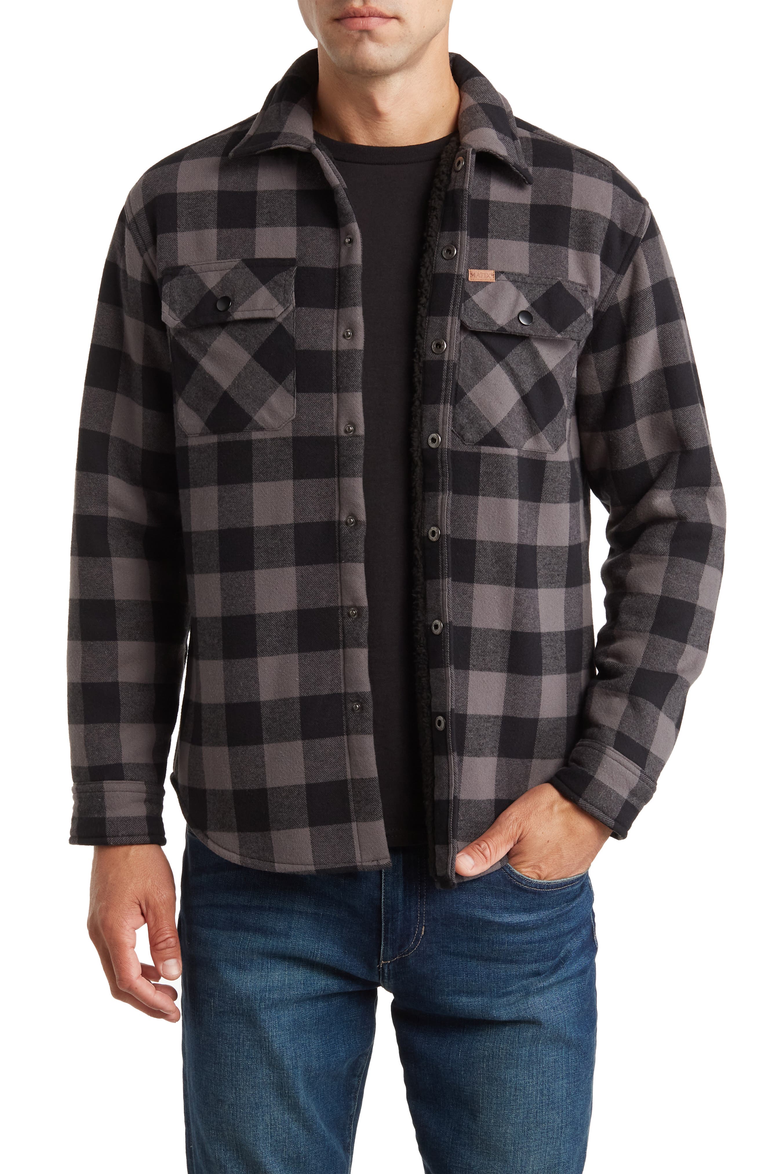 MATIX Plaid Flannel Faux Shearling Lined Shirt Jacket | Nordstromrack