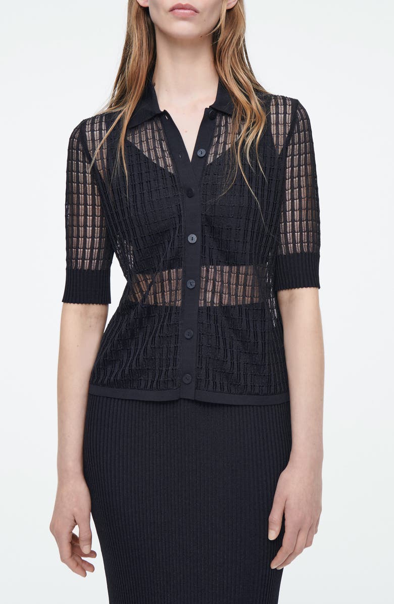 COS Lace Stitch Short Sleeve Cardigan | Nordstromrack