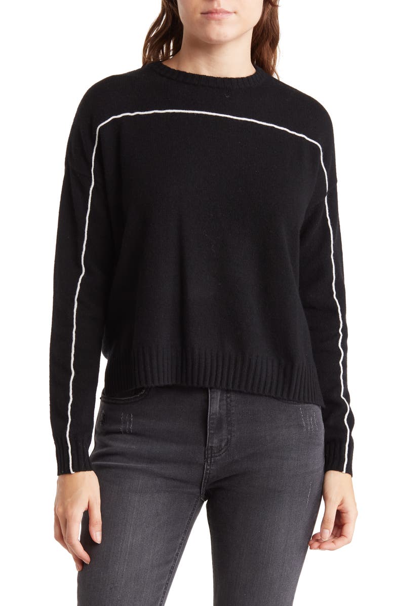 MINNIE ROSE Piped Trim Cashmere Sweater | Nordstromrack