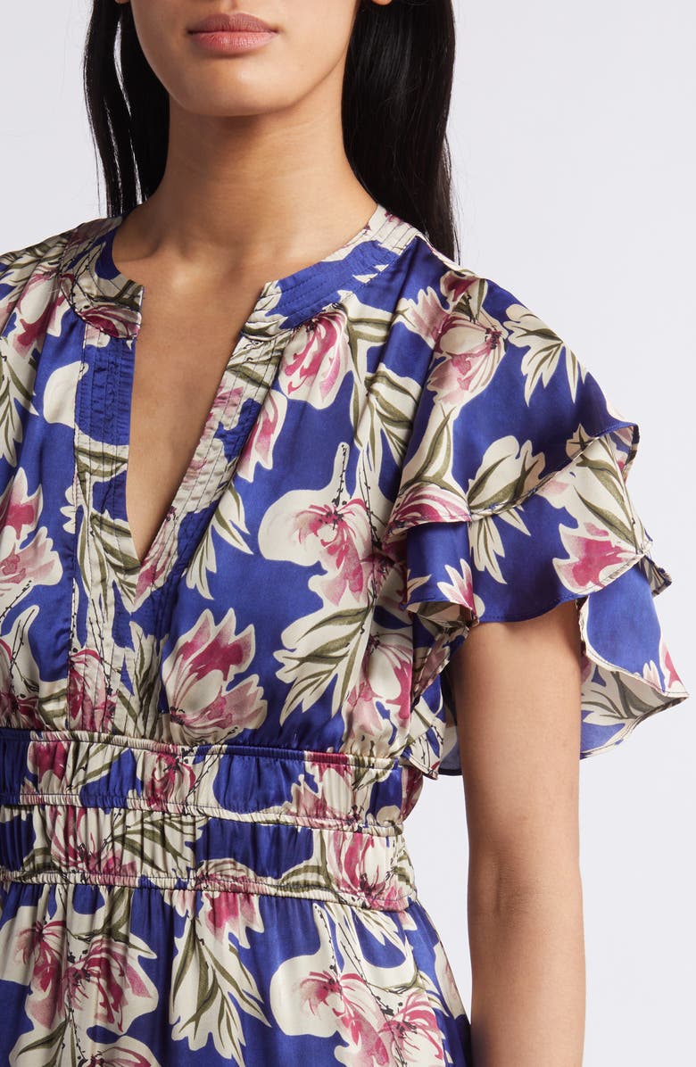 Julia Jordan Orchid Print Flutter Sleeve Satin Dress | Nordstromrack