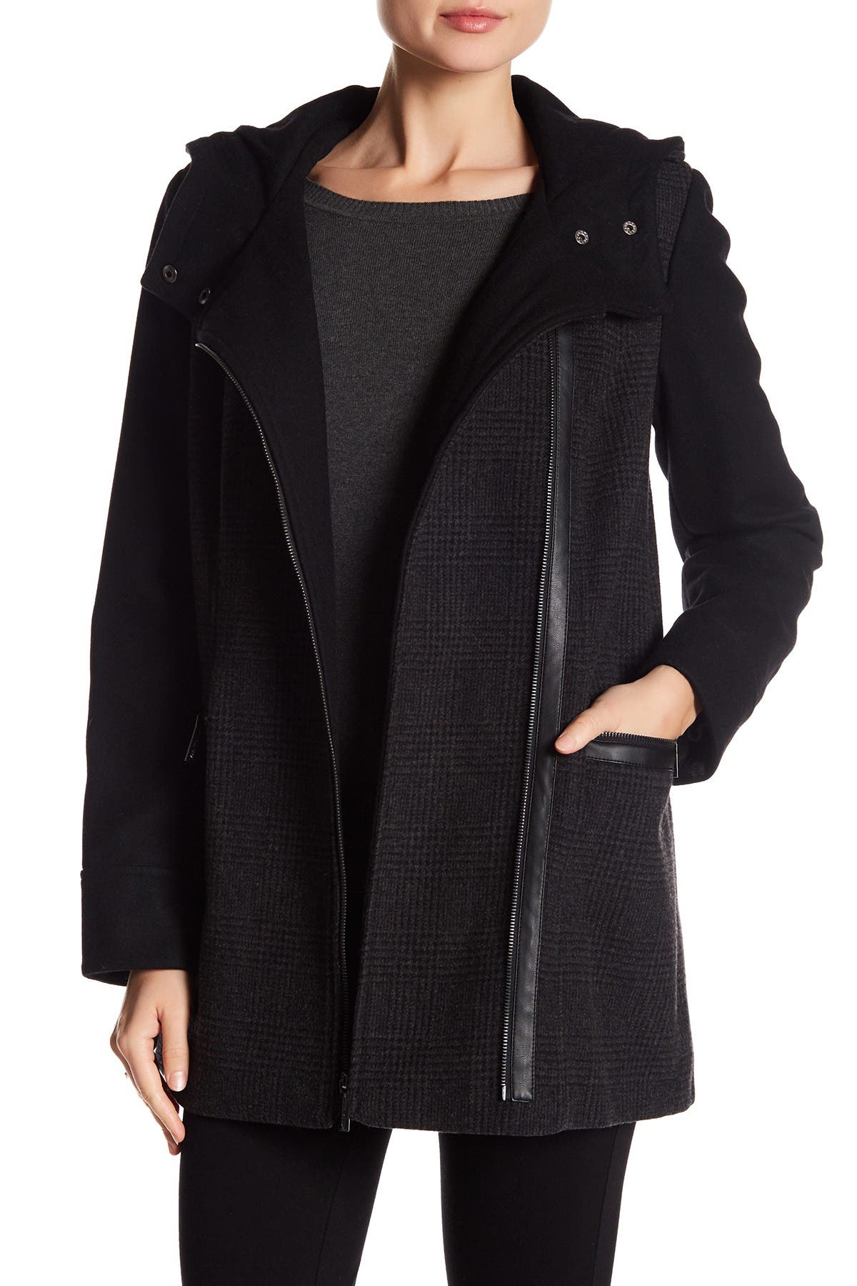 MICHAEL Michael Kors Asymmetrical Front Zip Wool Blend Coat | Nordstromrack