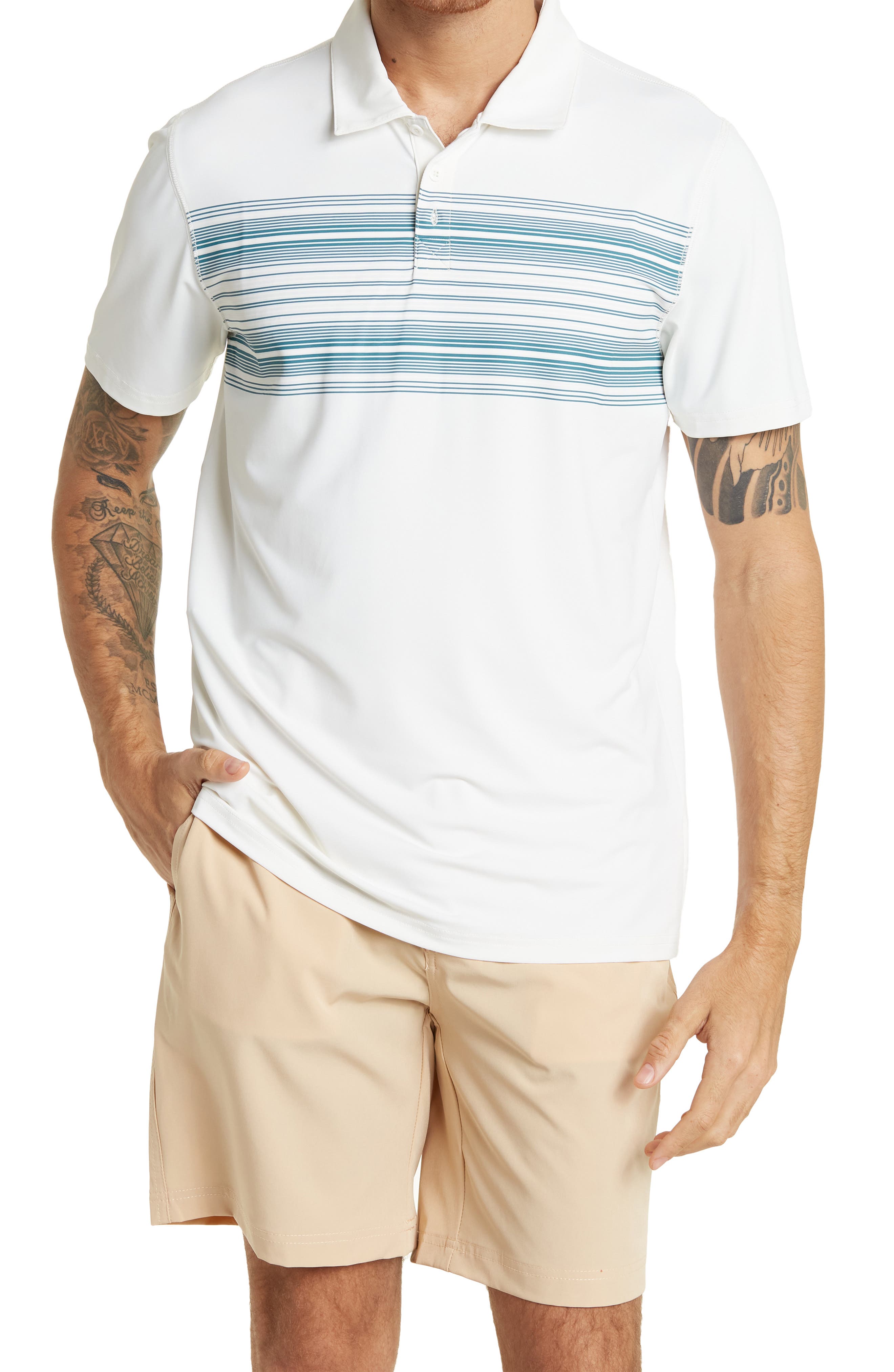 The Normal Brand Sunset Seamed Stripe Performance Polo | Nordstromrack