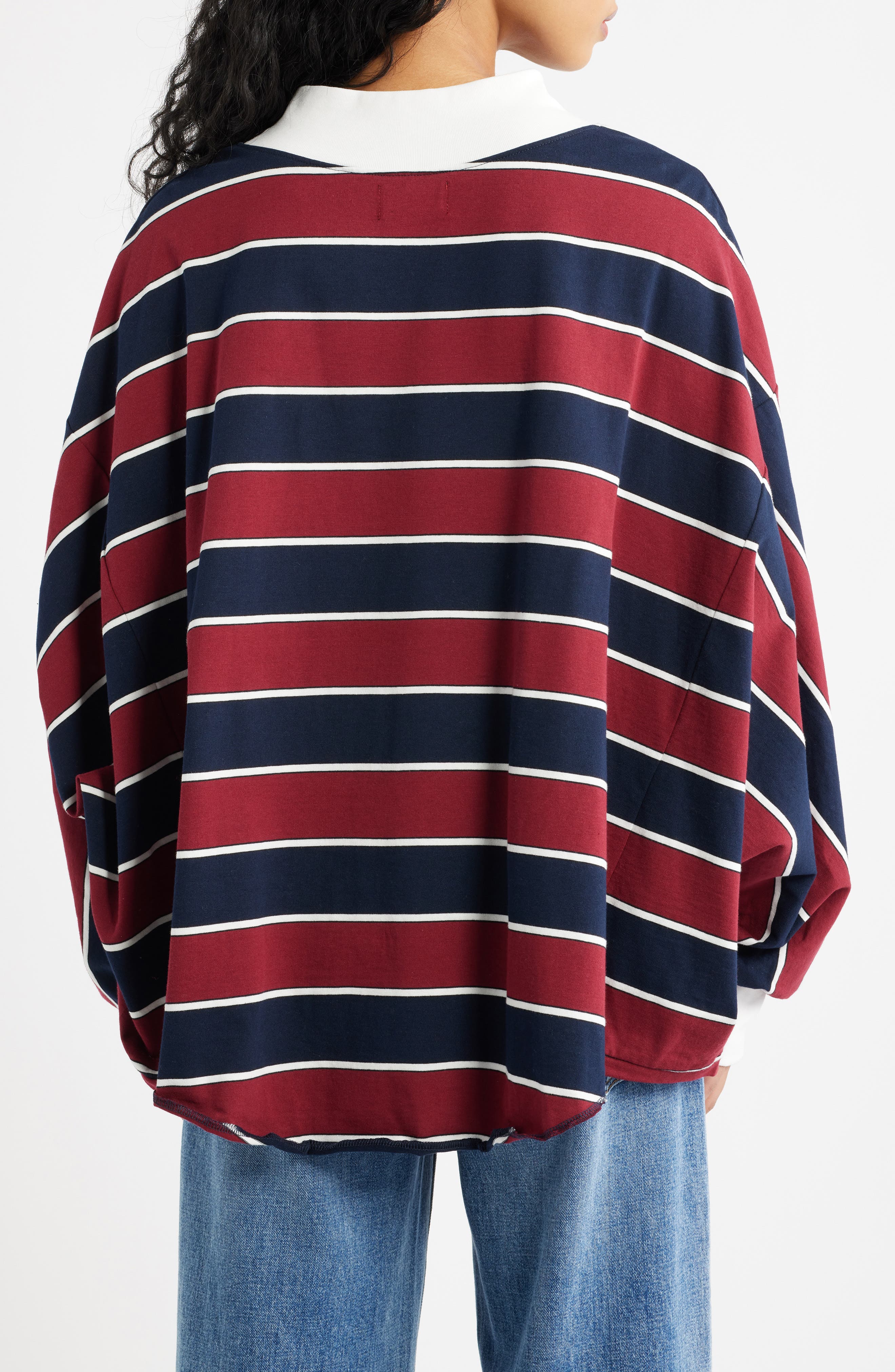 Dressed in Lala College Dropout Oversize Stripe Logo Sweatshirt | Nordstrom