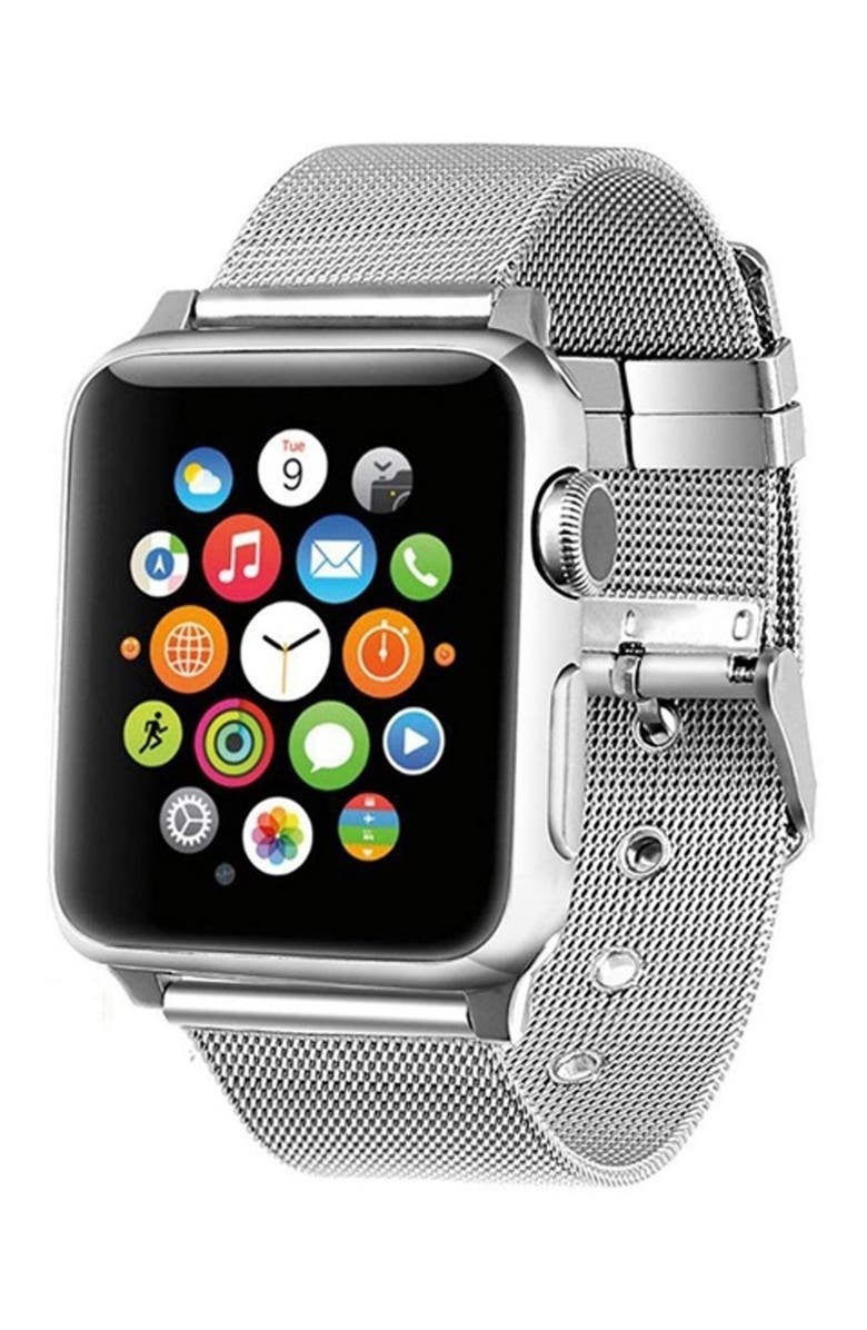 The Posh Tech Silver Stainless Steel 38mm Apple Watch 1/2/3/4 Band ...