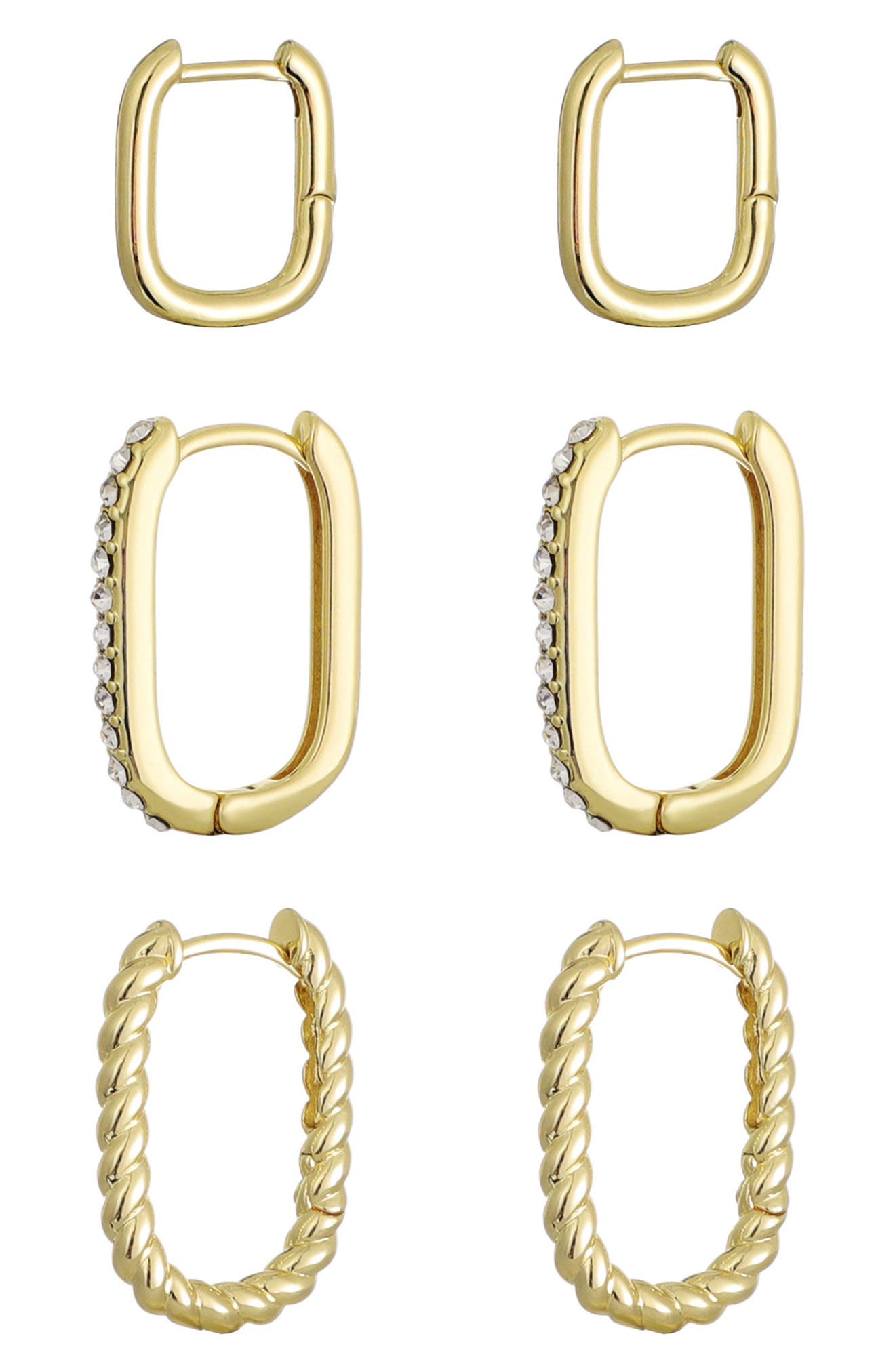 Adornia Set of 3 Rectangular Huggie Hoop Earrings | Nordstromrack